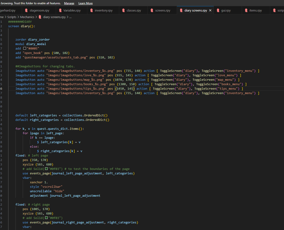 Is there an easier way to do this? (Diary menu with tabs that change pages) - Lemma Soft Forums